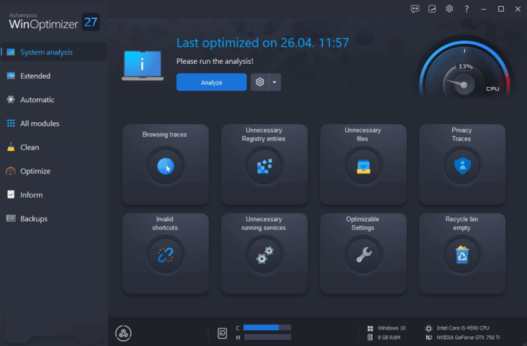Ashampoo WinOptimizer 27 | Optymalizacja Windows PC